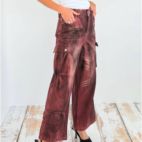 Pants & Jumpsuits | Nwt Unique Burnt Burgandy Cargo Pants By La Ross ...